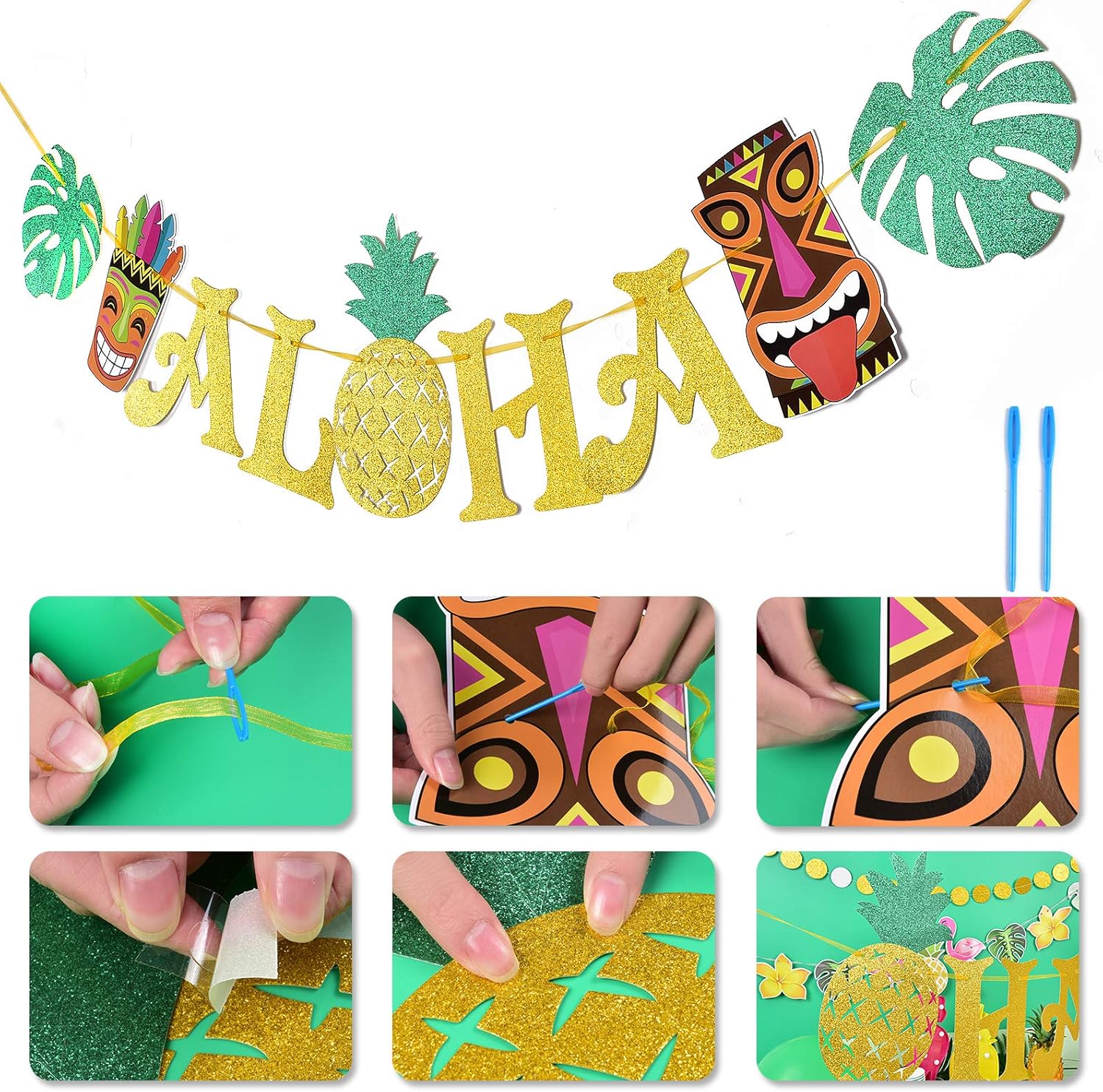WERNNSAI Hawaiian Aloha Party Banner Decorations – Flamingo Pineapple ...