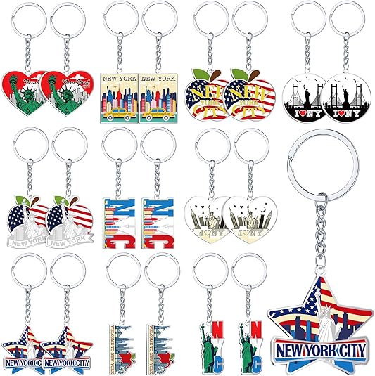 Amazon.com: 20 Pcs New York Keychains Souvenirs Silver Metal Keychain ...