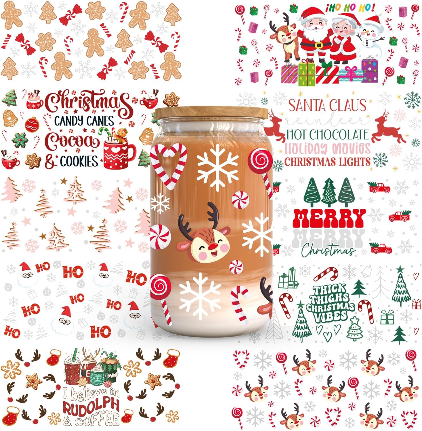 Amazon.com: Motiskyy 18 Sheets Christmas UV DTF Cup Wrap Transfer for ...