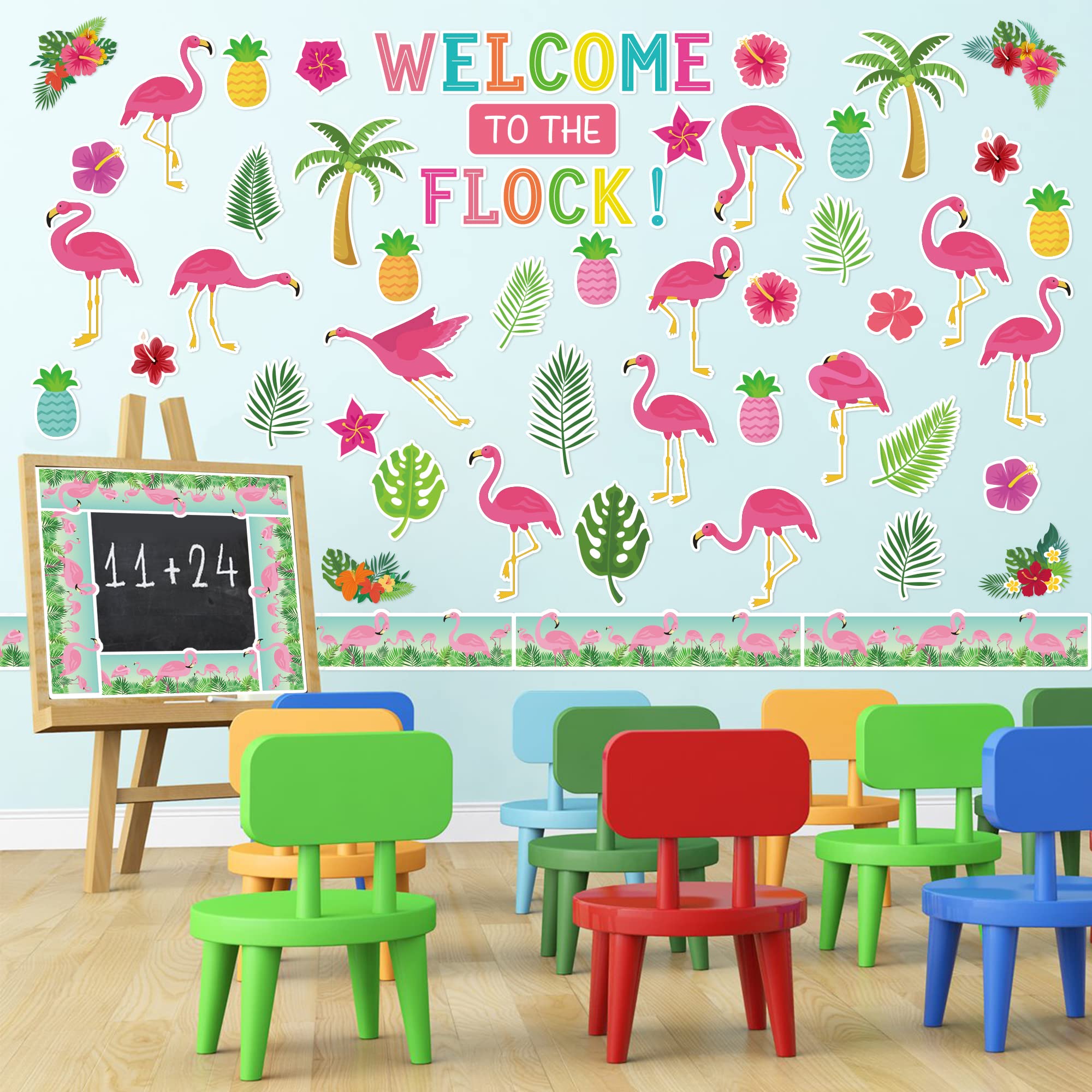 Snapklik.com : AsodSway 144Pcs Summer Flamingo Cutouts Student Back To ...
