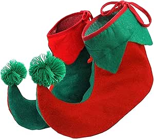 Elf Shoes – Red and Green Elf Boots With Stuffed Curled Toes ...