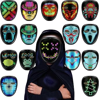 Homgaty Led Mask Halloween Kids, Kids' Costume Led Mask With Gesture ...