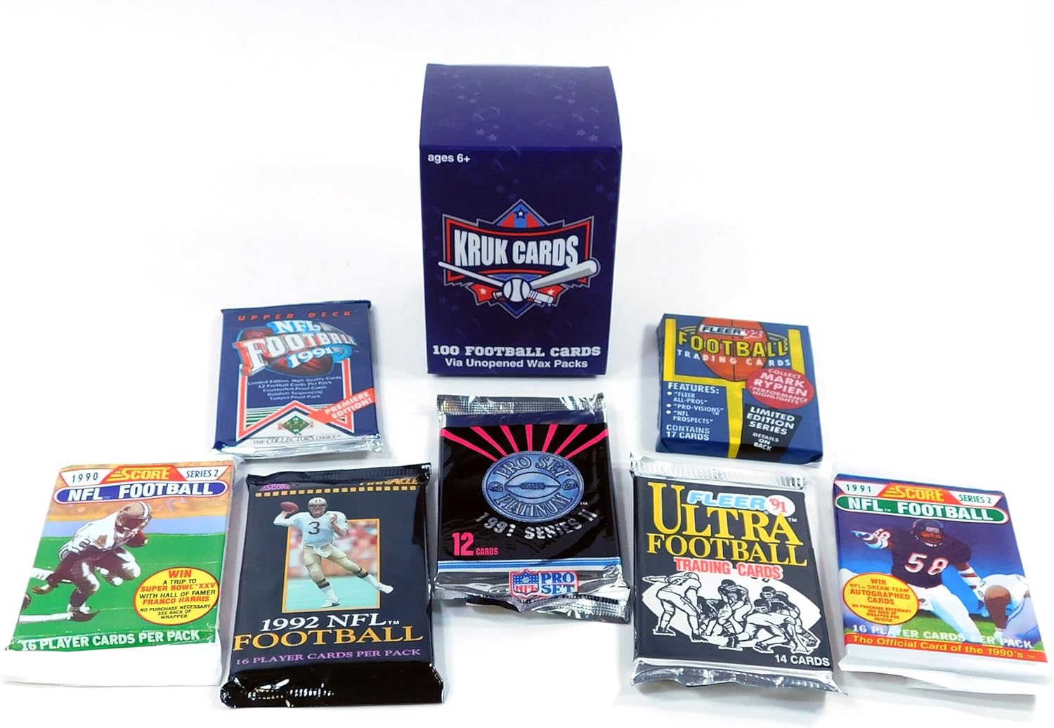 Amazon.com: 100 Vintage Football Cards in Older Factory Sealed Packs ...