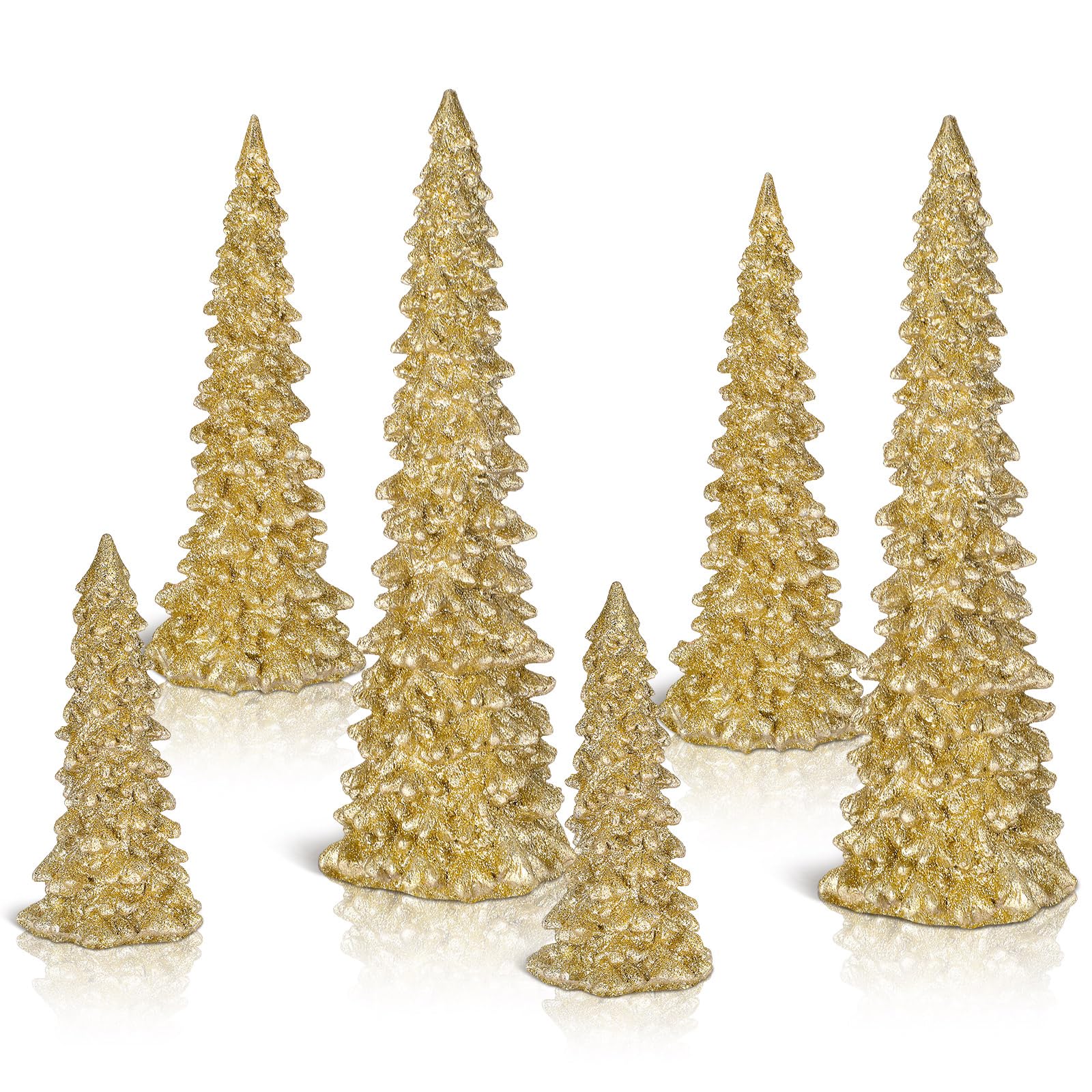 Amazon.com: Pangda 6 Pieces Christmas Tree Figurines 11''/ 8.6''/ 7 ...