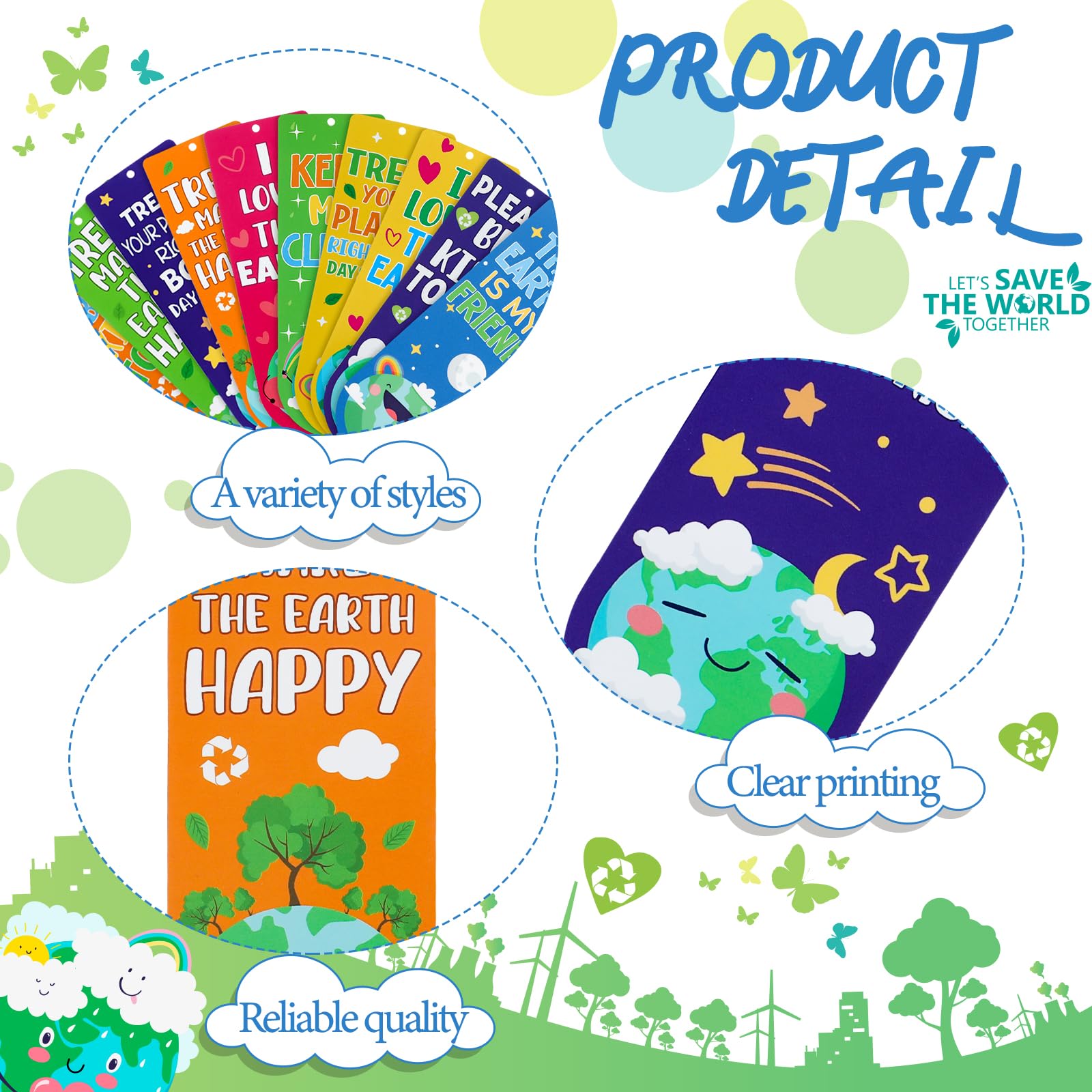 Snapklik.com : Cholemy Earth Day Bookmarks For Kids Bulk Paper ...