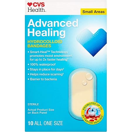 Amazon.com: CVS Health Advanced Healing Hydrocolloid Bandages (Large ...