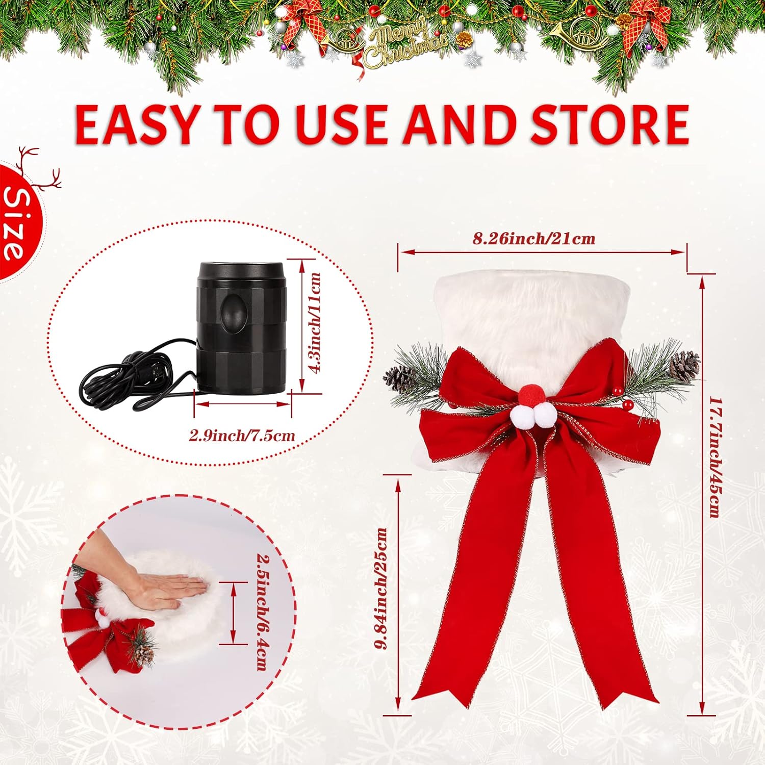 HIAGROW Christmas Tree Skirt and Christmas Tree Topper Hat Set, Tree ...