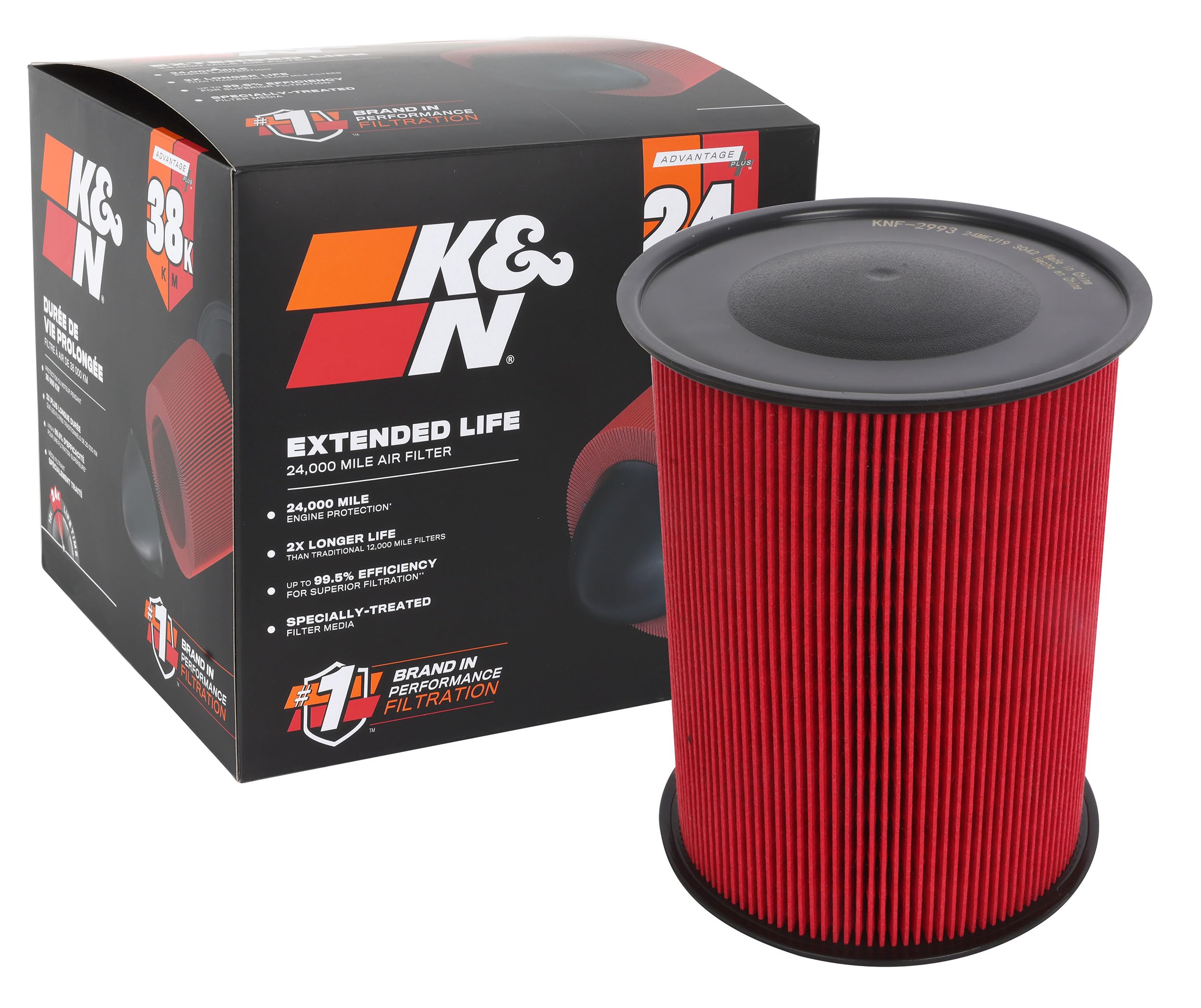 Amazon.com: K&N Engine Air Filter: Extended Life 24,000 Mile ...