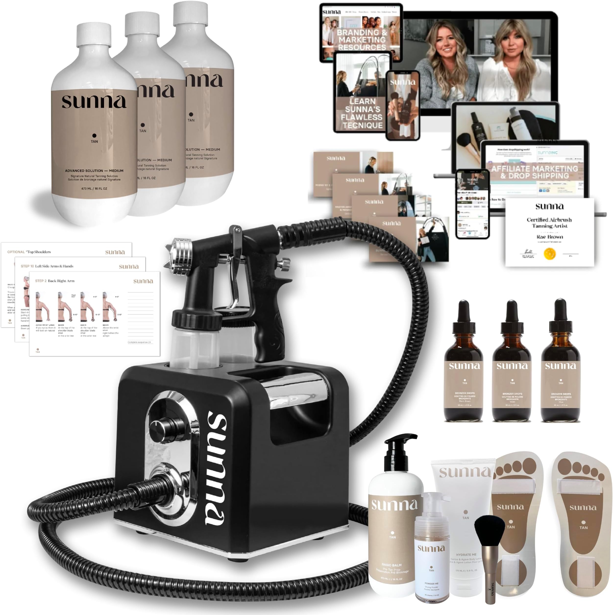 Amazon.com: Spray Tan Pro Package by SunnaTan - HVLP Tan Gun, 3X ...