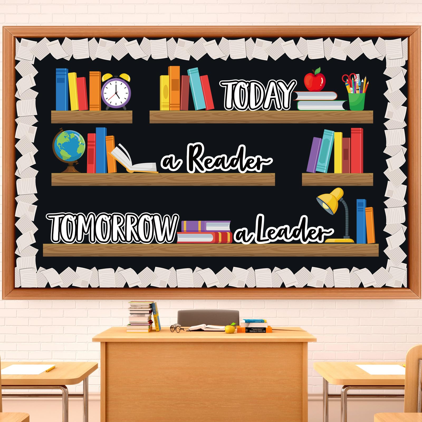 Snapklik.com : Bookshelf Bulletin Board Set Today A Reader Tomorrow A ...