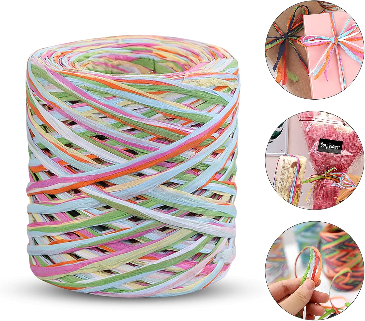Fcslvy Coloured Paper String Ribbon 200M, Twine String Ribbon, Paper ...