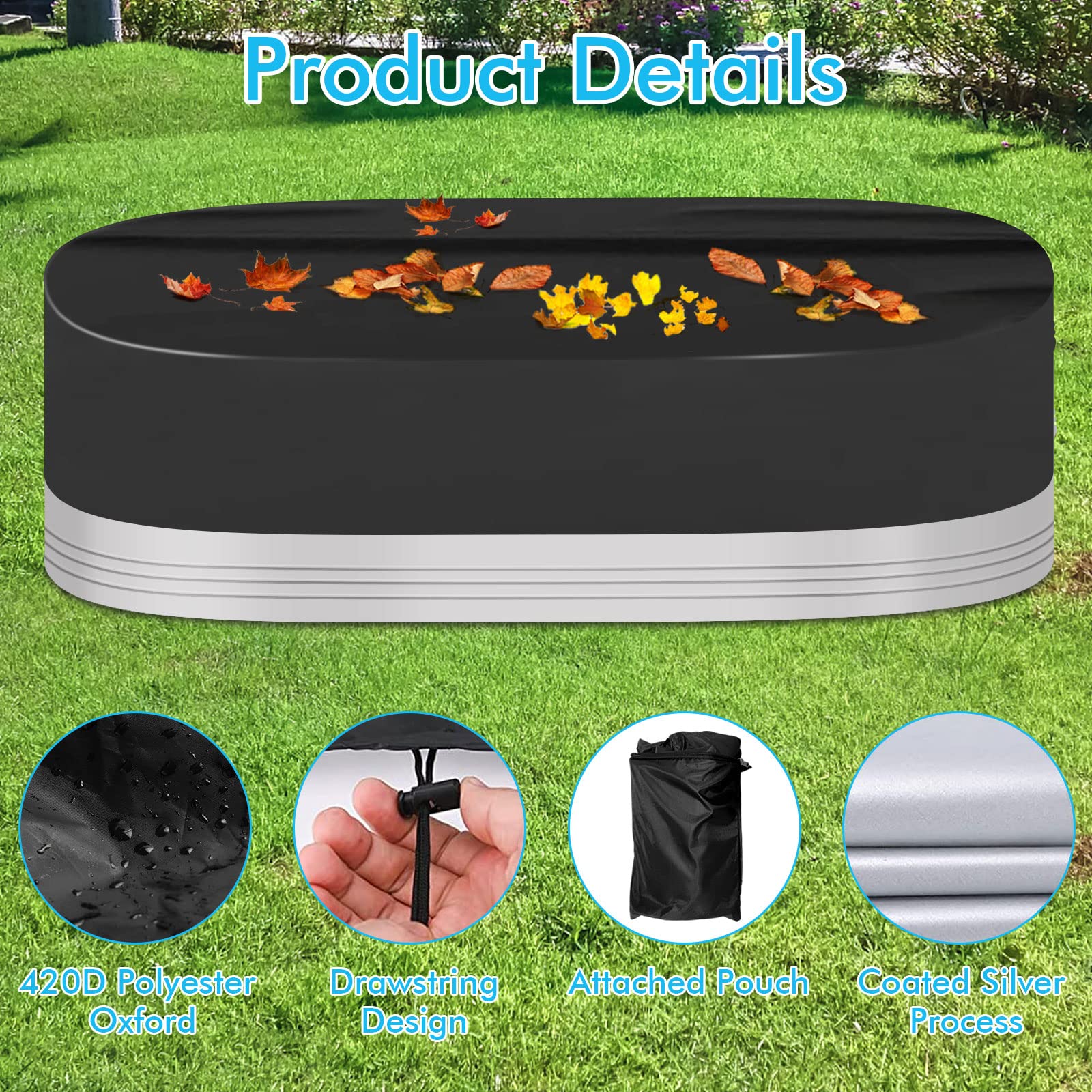 Snapklik.com : Oval Stock Tank Pool Cover 6 Ft, 420D Heavy Duty ...