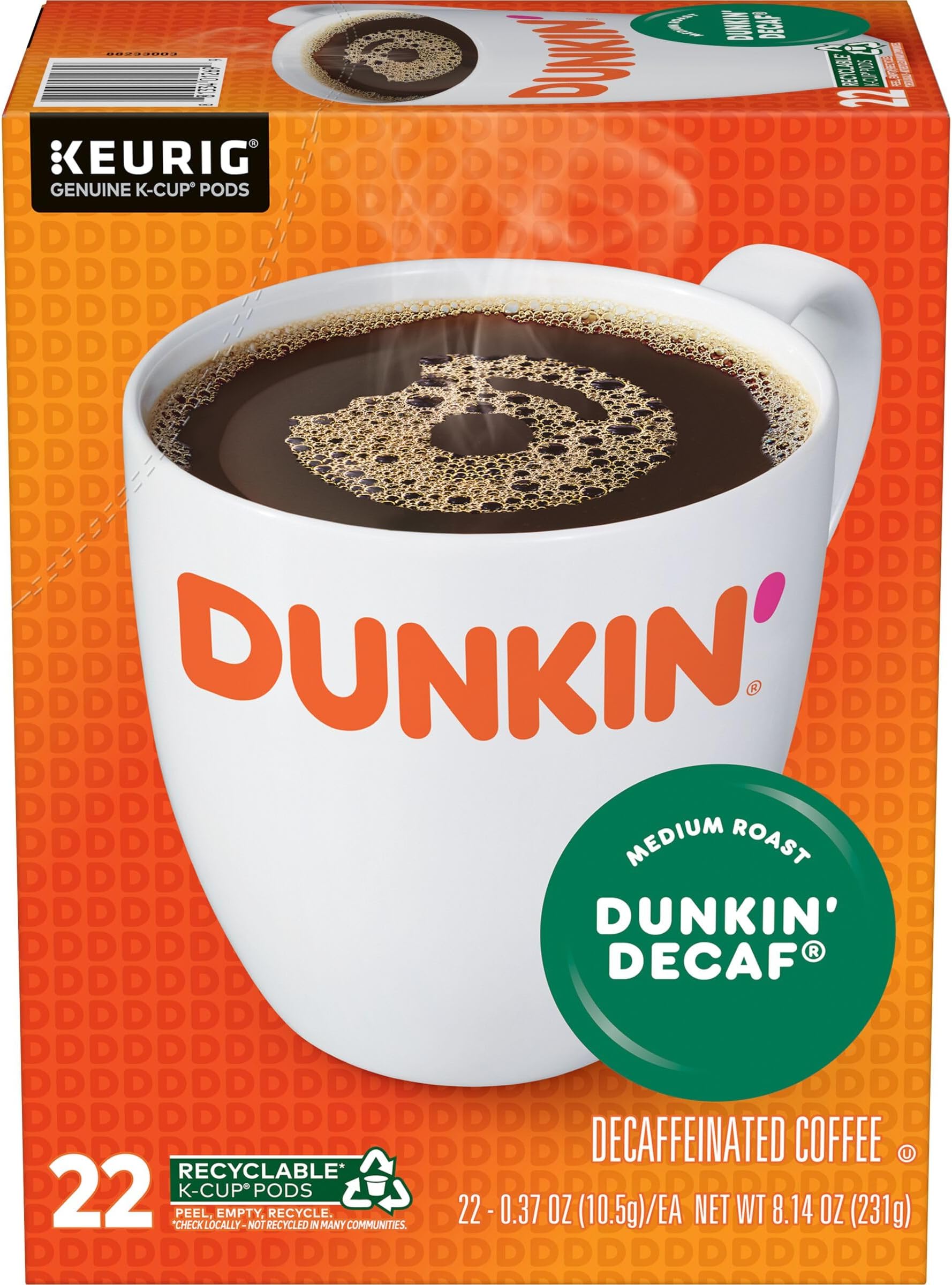 Amazon.com: Dunkin' Decaf Medium Roast Coffee, 88 Keurig K-Cup Pods ...