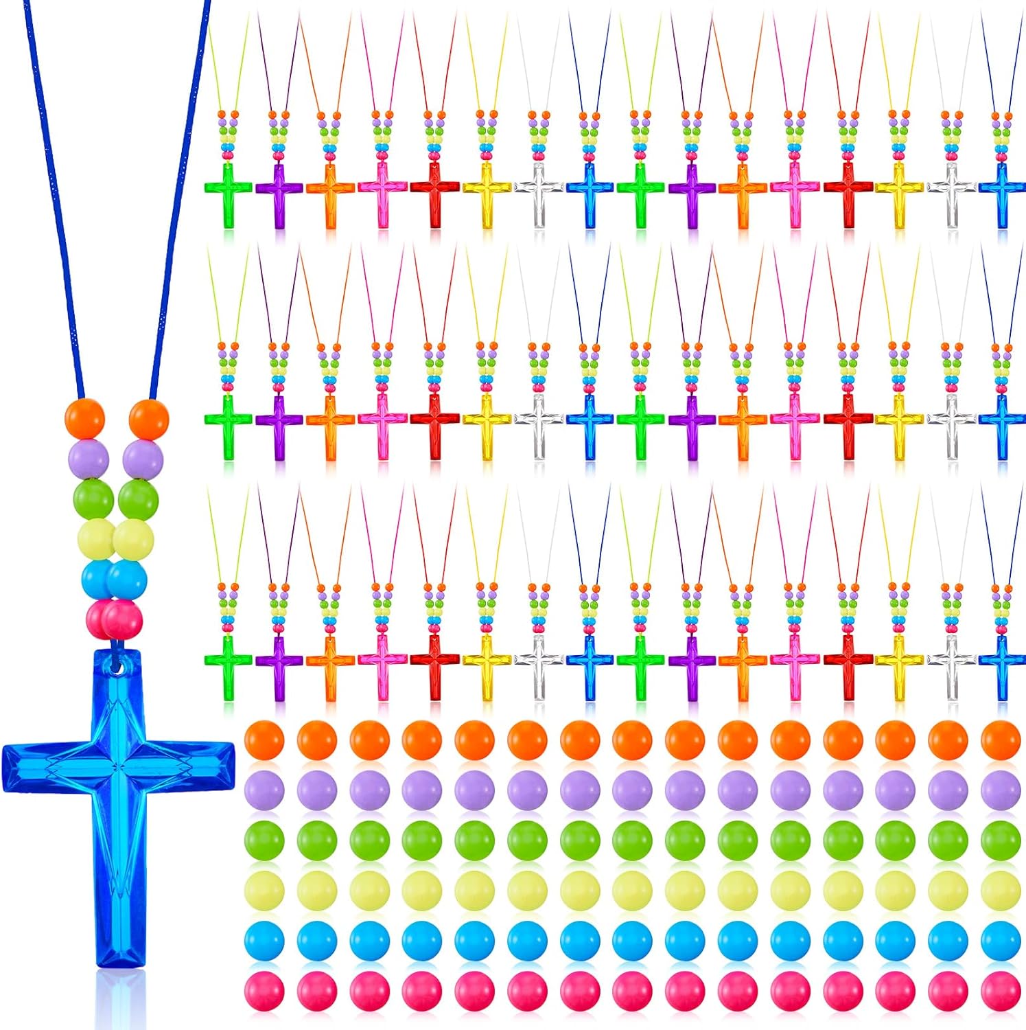 Amazon.com: 624 Pcs Crystal Cross Necklace Plastic DIY Necklace ...