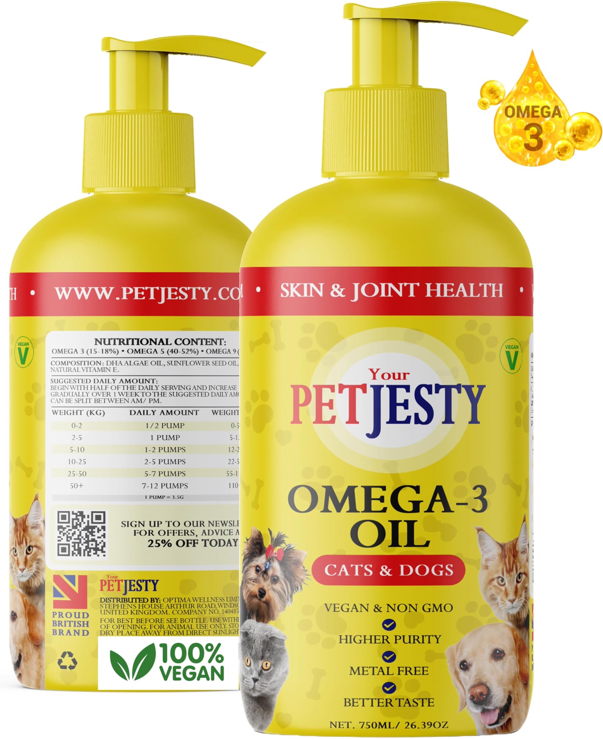 PetJesty Pure Omega 3 Oil for Dogs & Cats 26.39oz - Omega 3 Skin & Coat ...