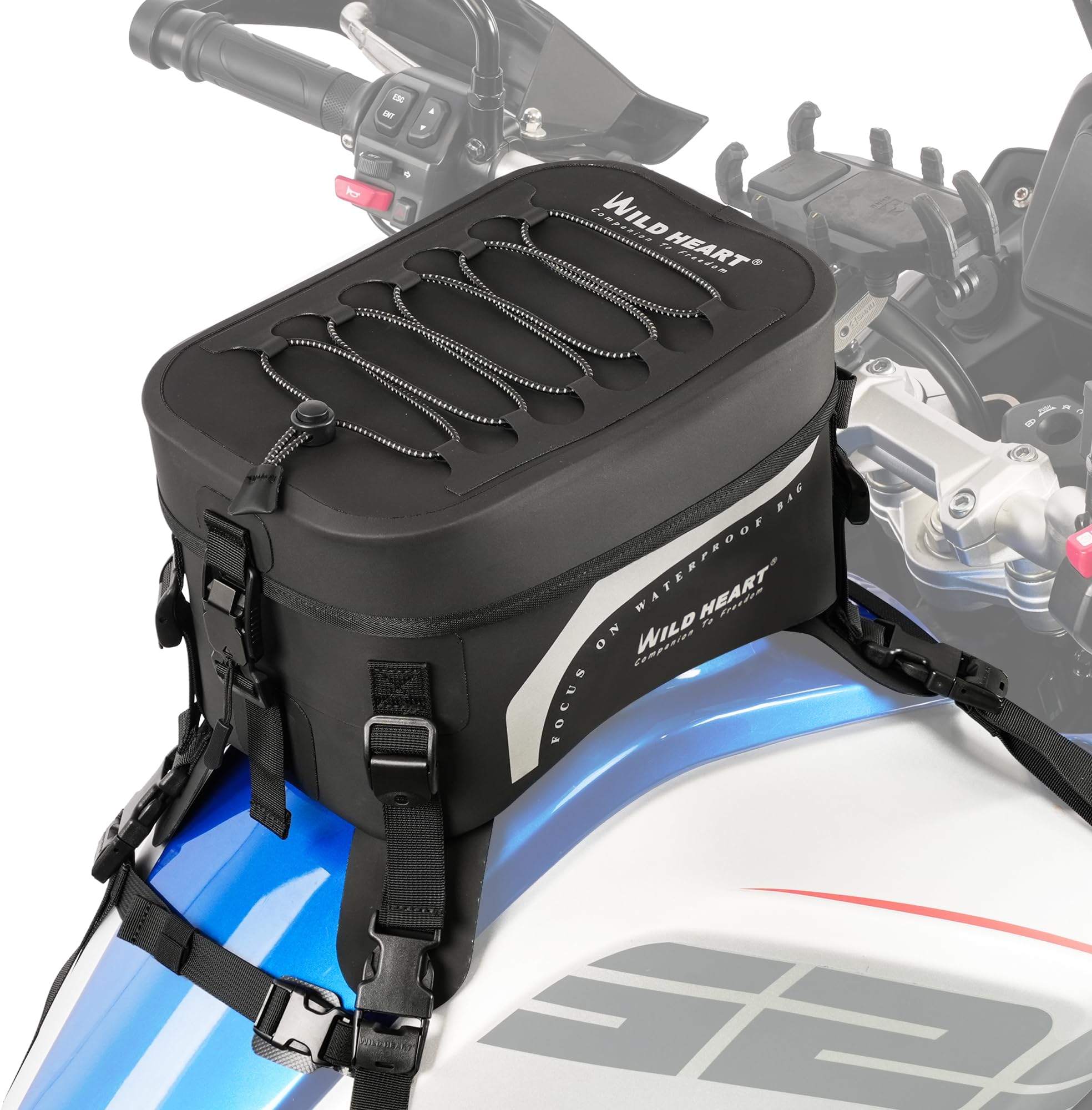Amazon | WILD HAERT 全防水バイクケースバッグ汎用バイクケース大容量8 L (エラスティックロープ 黒) | タンクバッグ ...