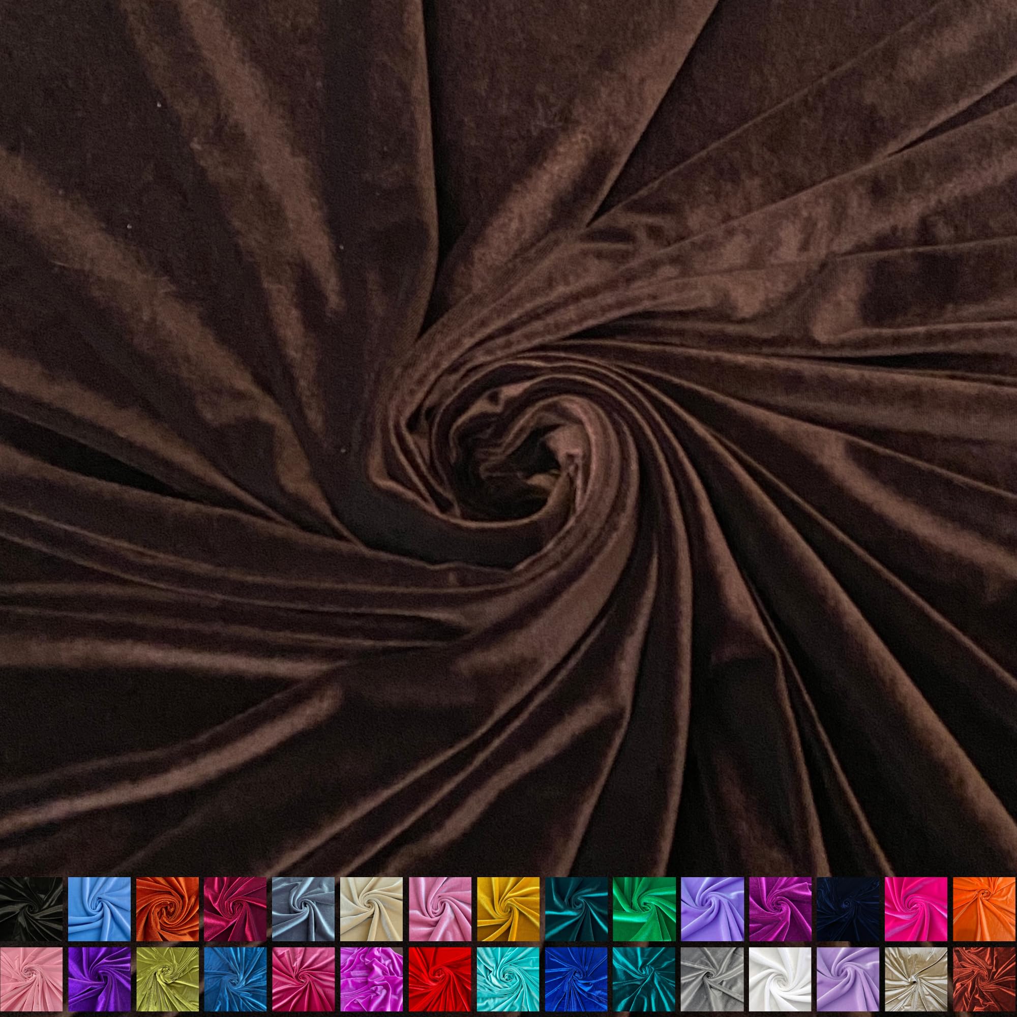 Amazon.com: Premium Stretch Chocolate Brown Velvet Fabric by The Yard ...