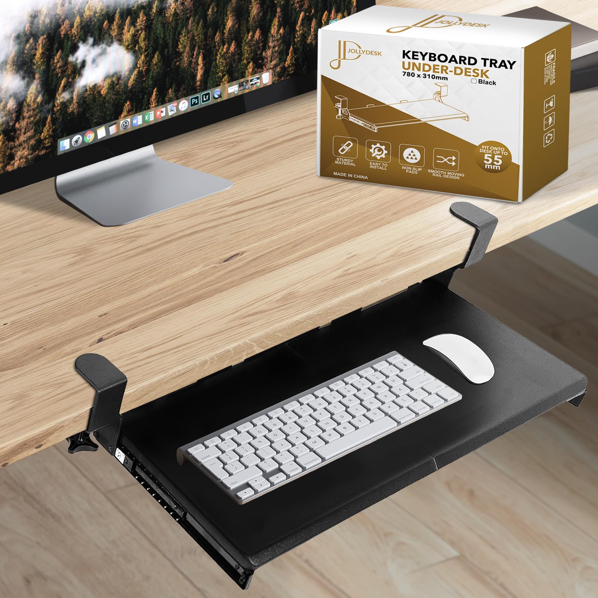 Amazon.com : Jolly Desk Large Keyboard Tray Under Desk Pull Out with ...
