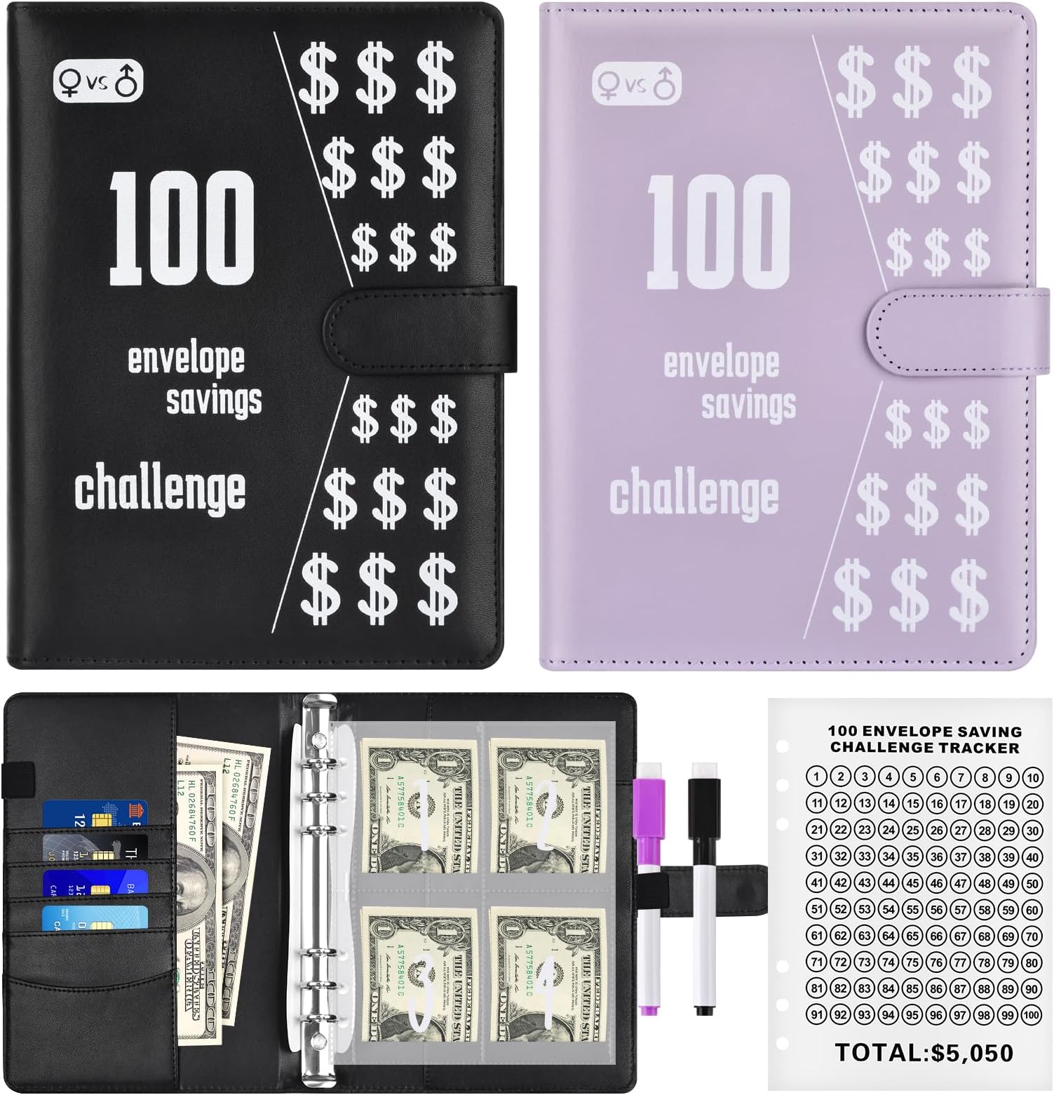 Amazon.com : 2pack 100 Envelopes Money Saving Challenge, Money Saving ...