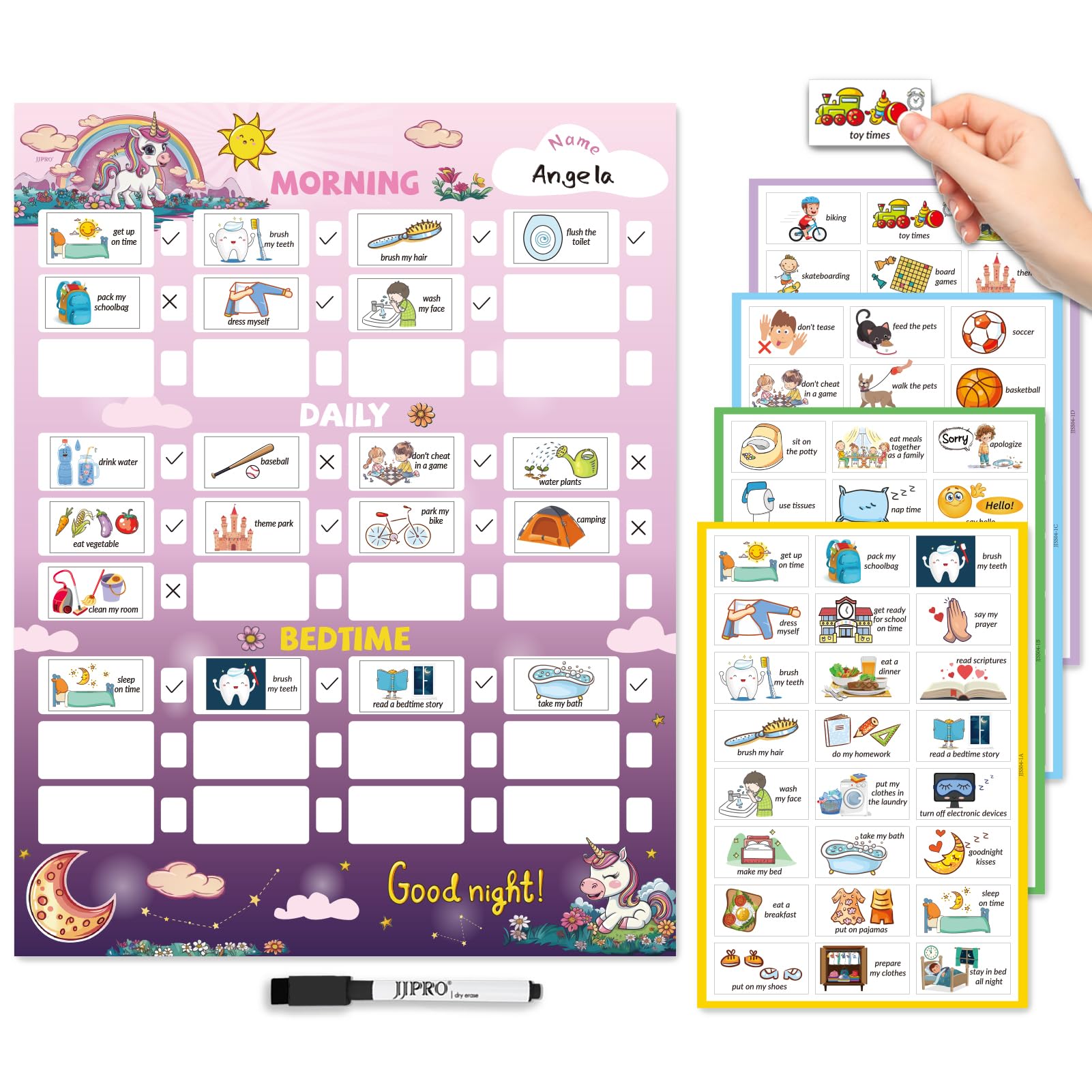 Amazon.com: JJPRO Bedtime/Daily/Morning All-in One Routine Chart for ...