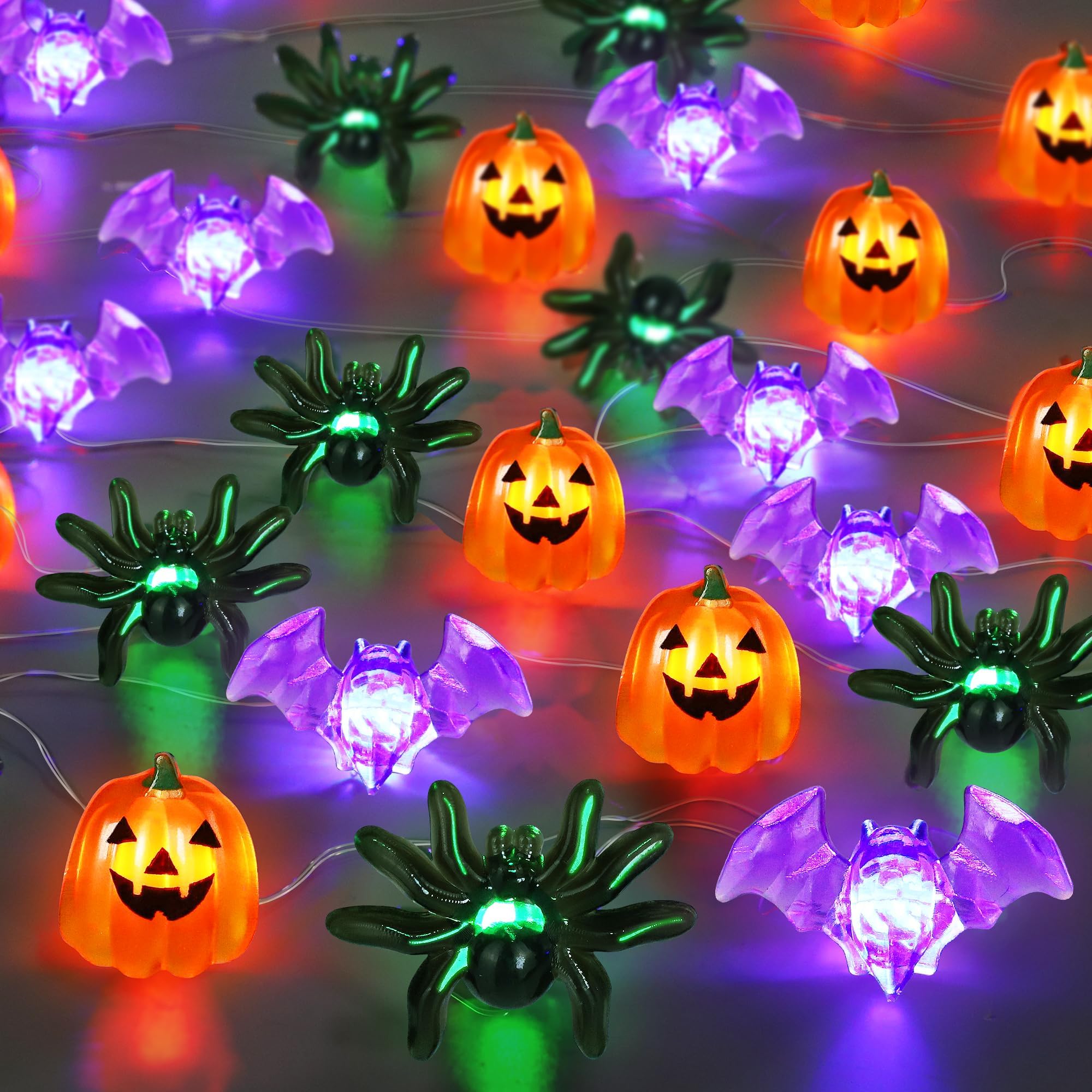 Amazon.com: HiPiiy Halloween String Lights Battery Operated, Bat Ghost ...