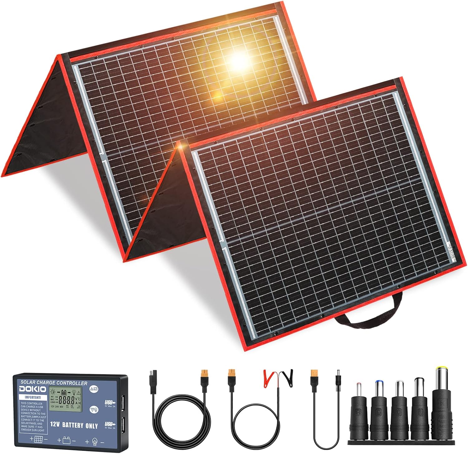 DOKIO 160W Kit Panneau solaire pliable portable monocristallin avec 2 ports USB Pour Plein air ...