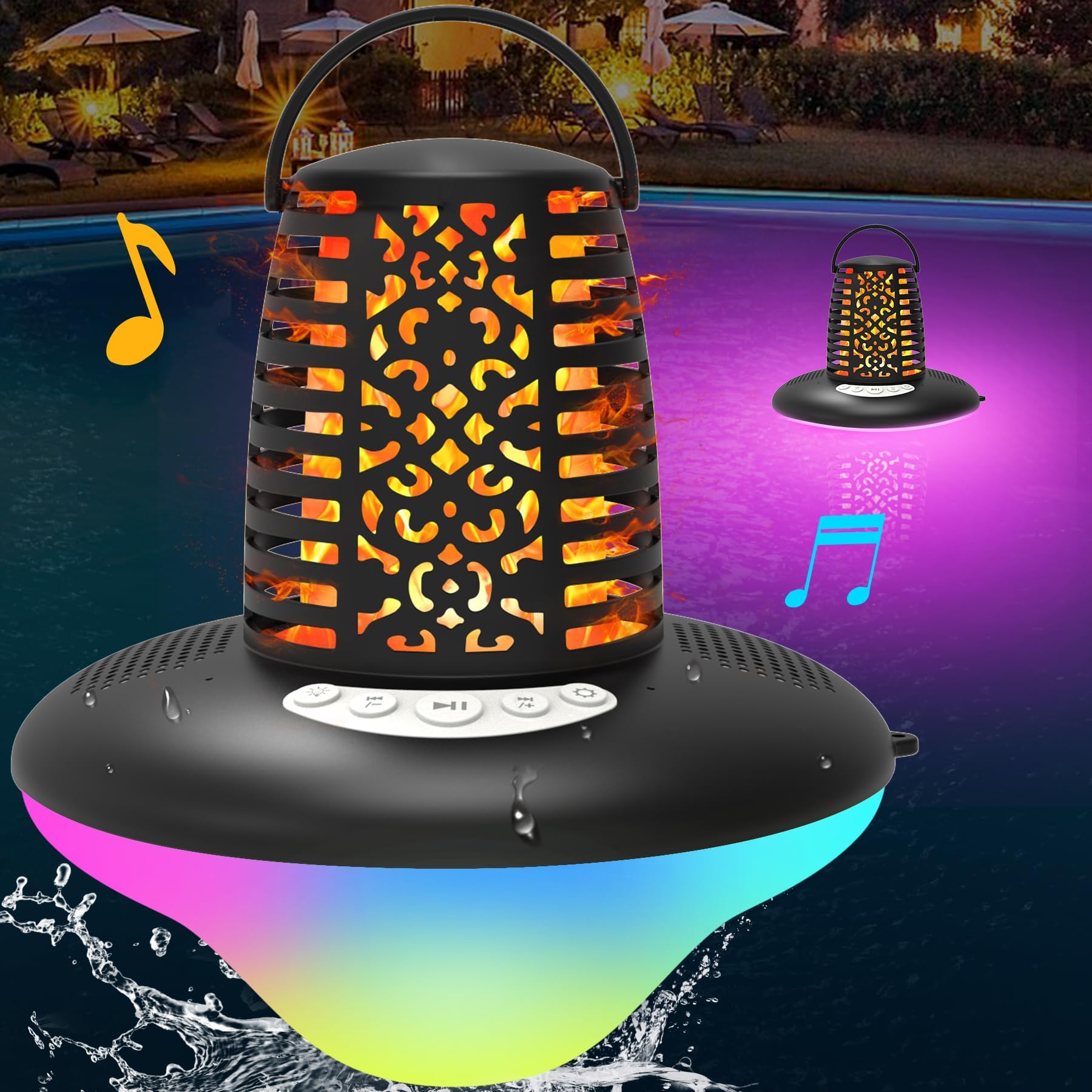 Amazon.com: Junbig Floating Pool Speaker with Lights, IP68 Waterproof ...