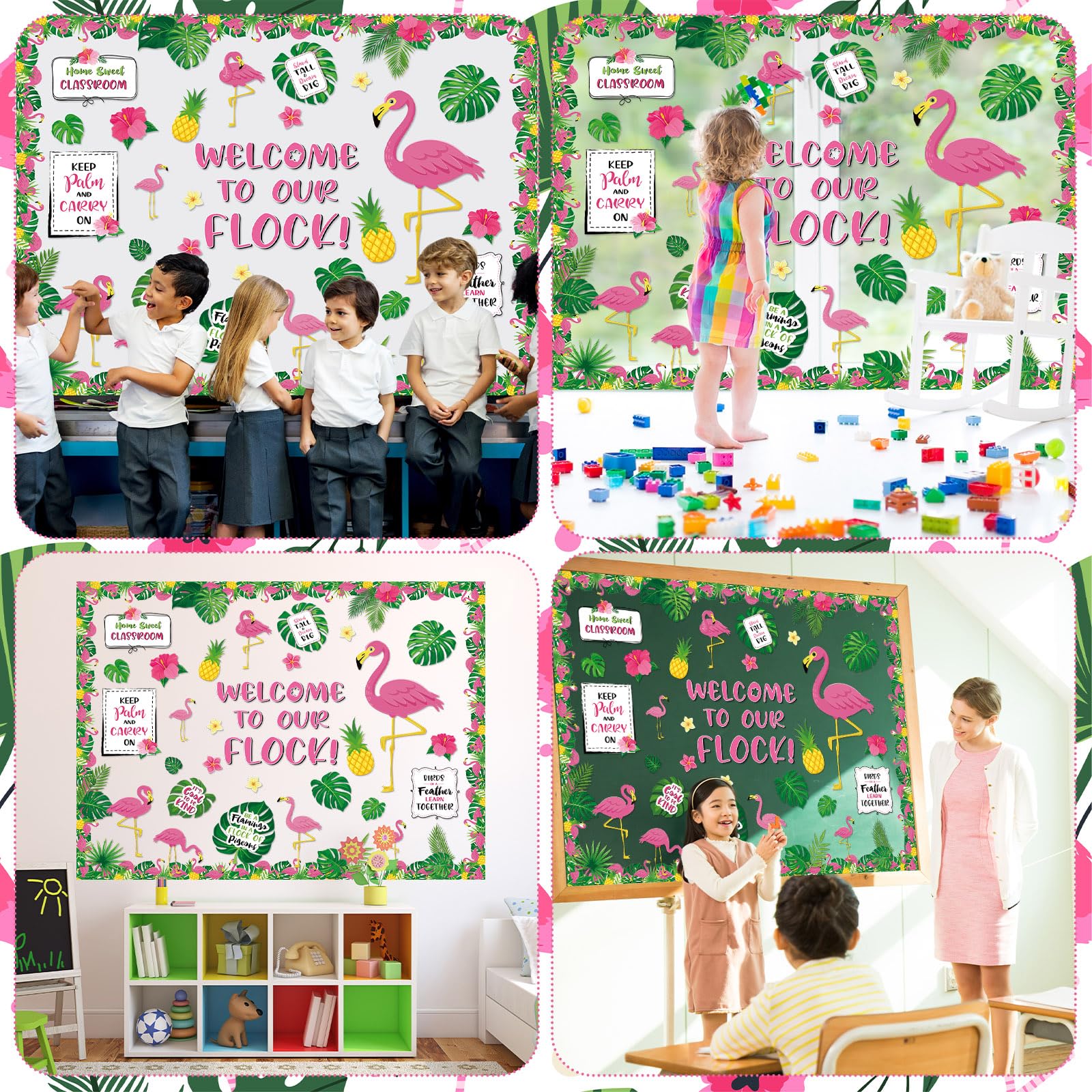 Snapklik.com : Flamingo Bulletin Board Set Pink Flamingo Classroom ...