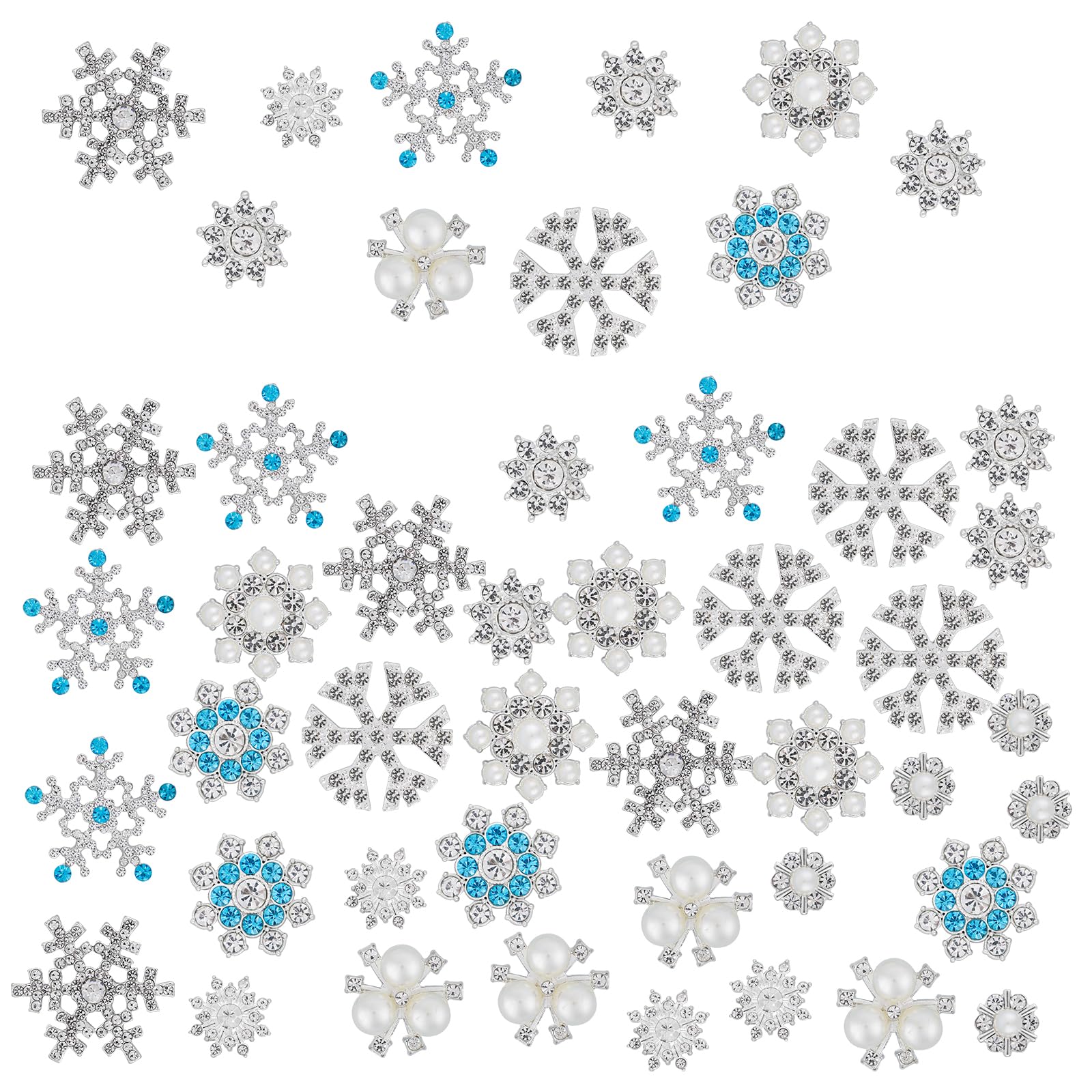 Amazon.com: 45pcs Snowflake Ornaments, Snowflake Shape Button Pearl ...