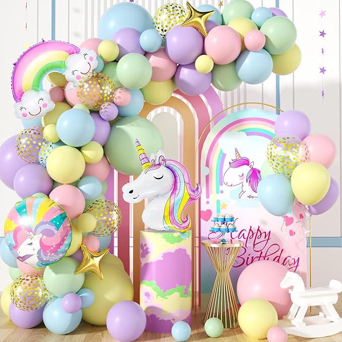 Amazon.com: Pastel Balloon Arch Kit Rainbow Balloon Garland Large 3D ...
