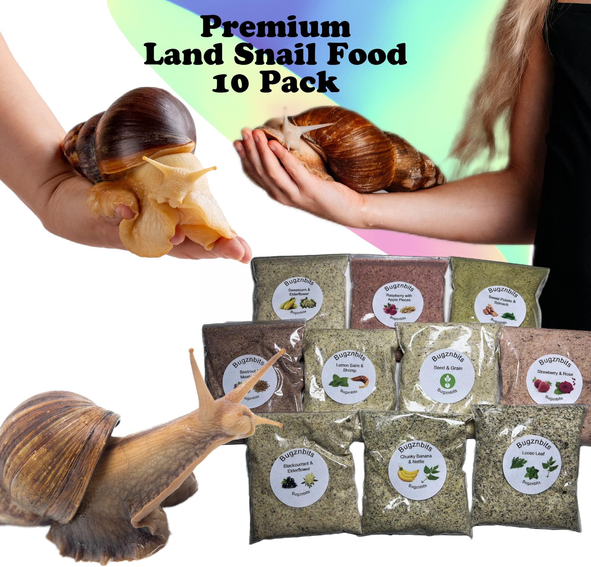 Giant African Land Snail Food, The Ultimate pack, 10 x 30g pack, aslo ...