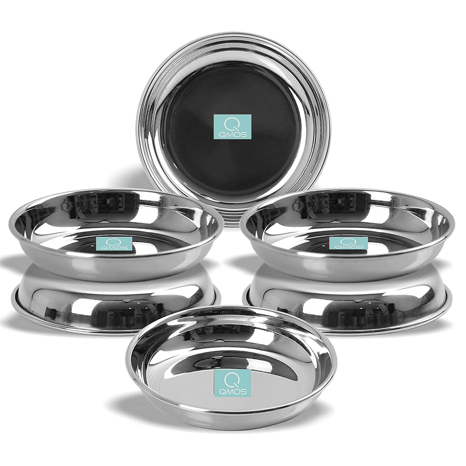 Buy Qmos Steel Plate | Set of 6, Medium Size of 13 cm | Multipurpose ...