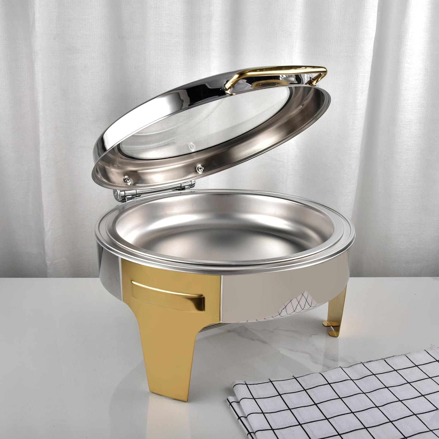 Amazon.com: HONHPD 6.8QT Round Chafing Dish Buffet Set,Gold Stainless Steel Buffet Servers and ...