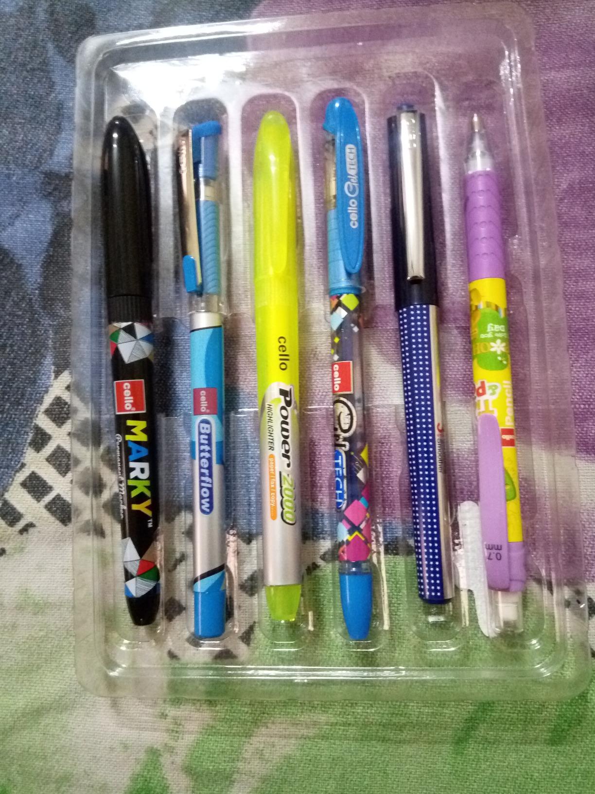 Cello School Kit Pen Set (Pack Of 6 Items)|Combo Stationery Pack With ...