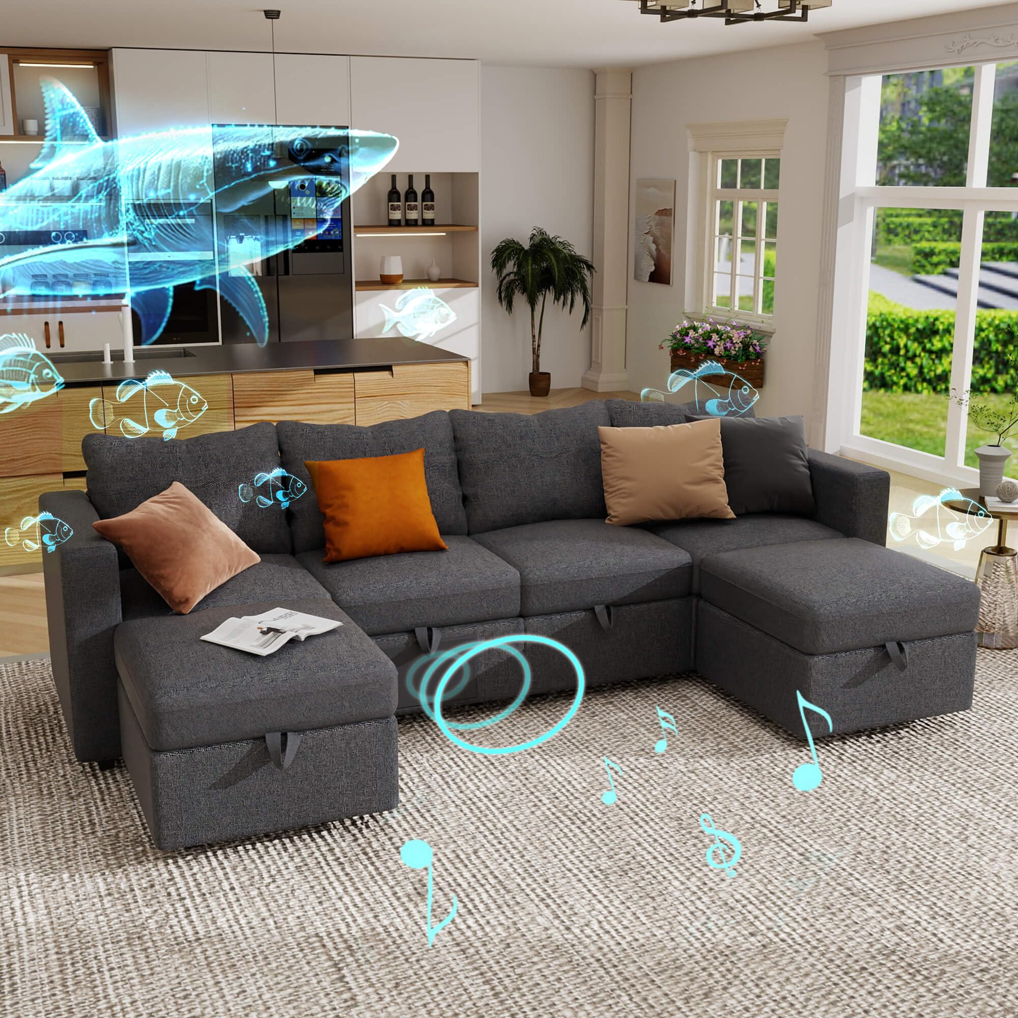 Amazon.com: UrbEleg Modular Couch with Storage, Comfy Sectional Couches ...