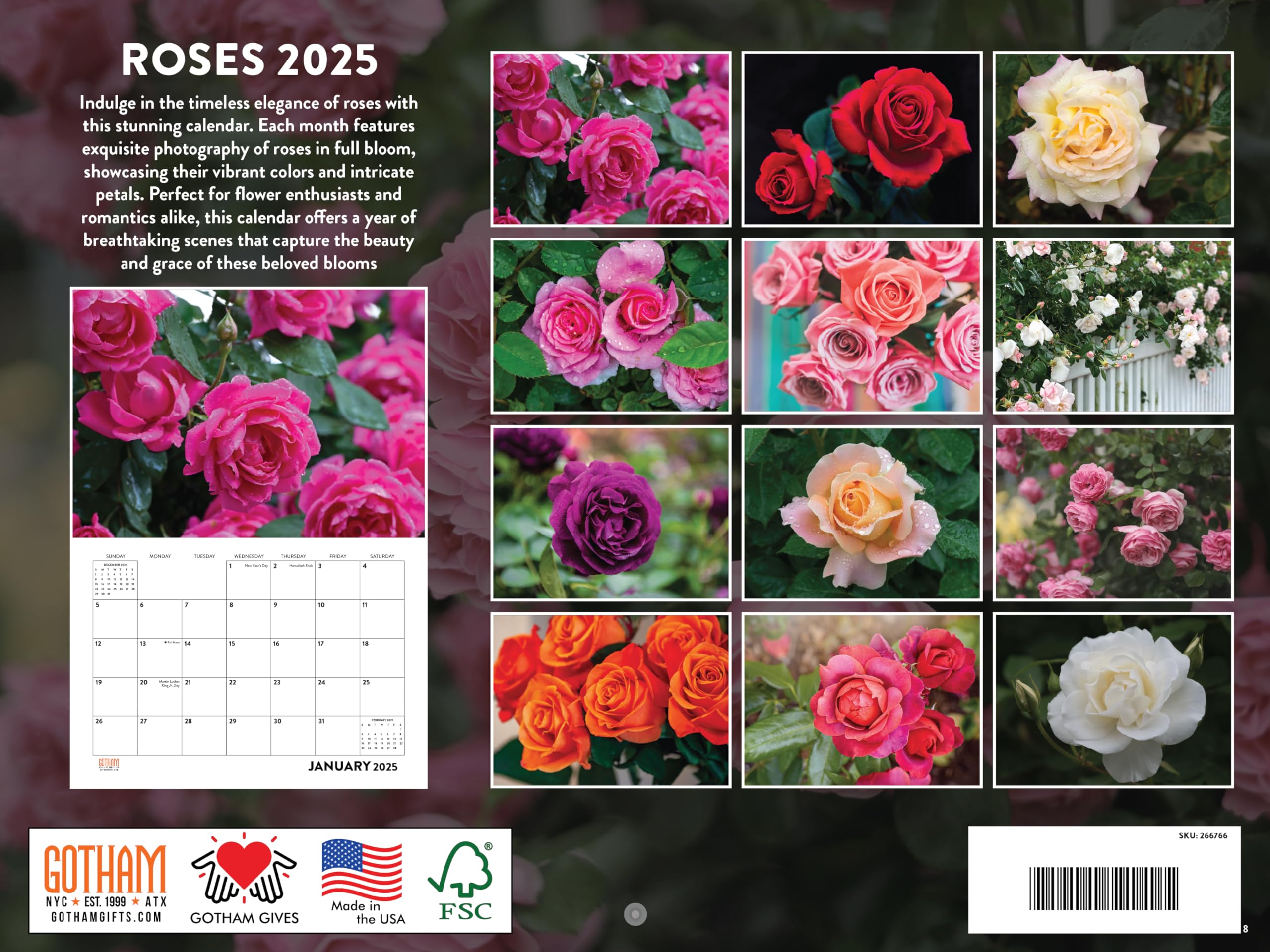 Snapklik.com : Rose Flower Floral Calendar 2025 Monthly Wall Calender ...
