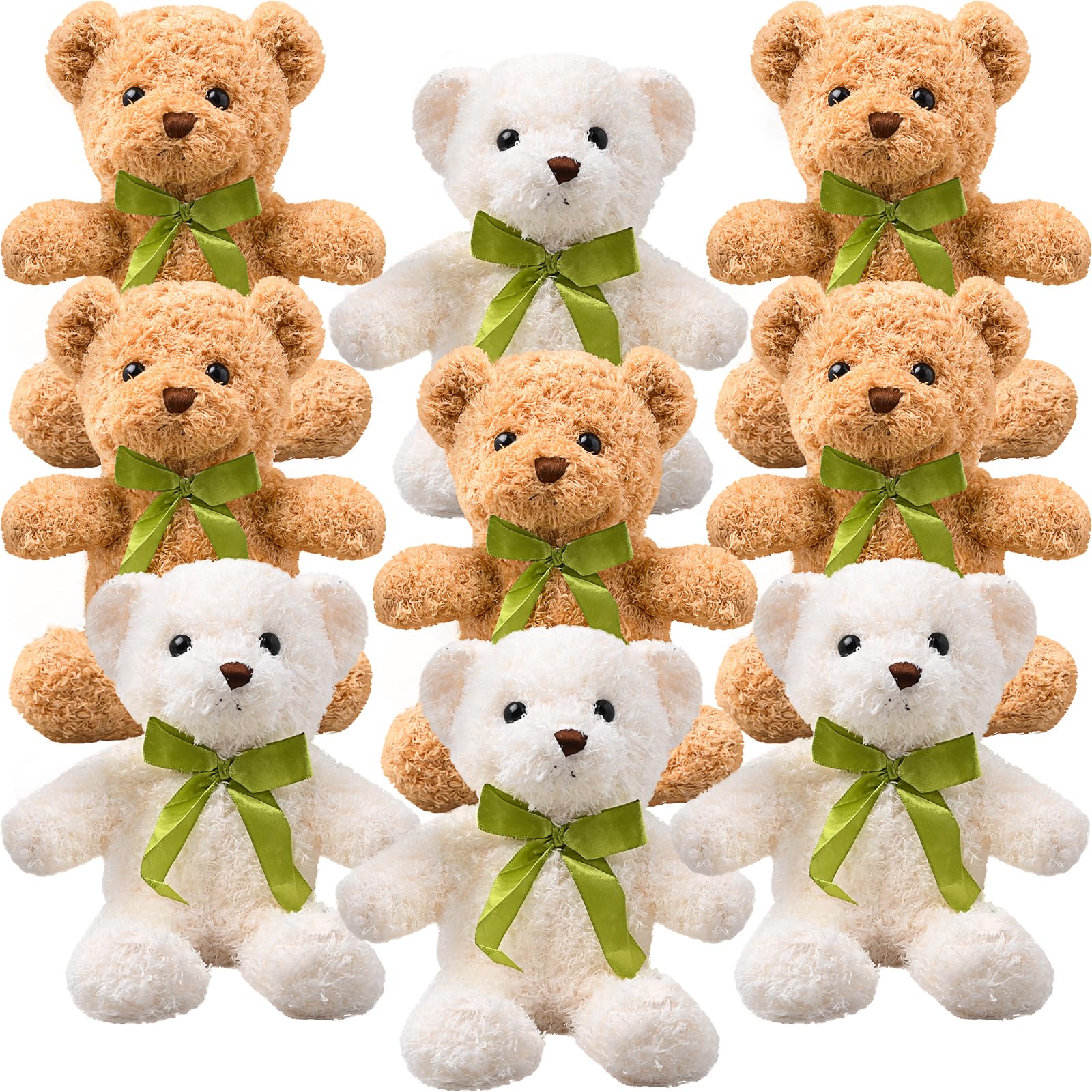 9 Pcs Small Teddy Bears with Detachable Bows, 10 Inch Plush Stuffed ...