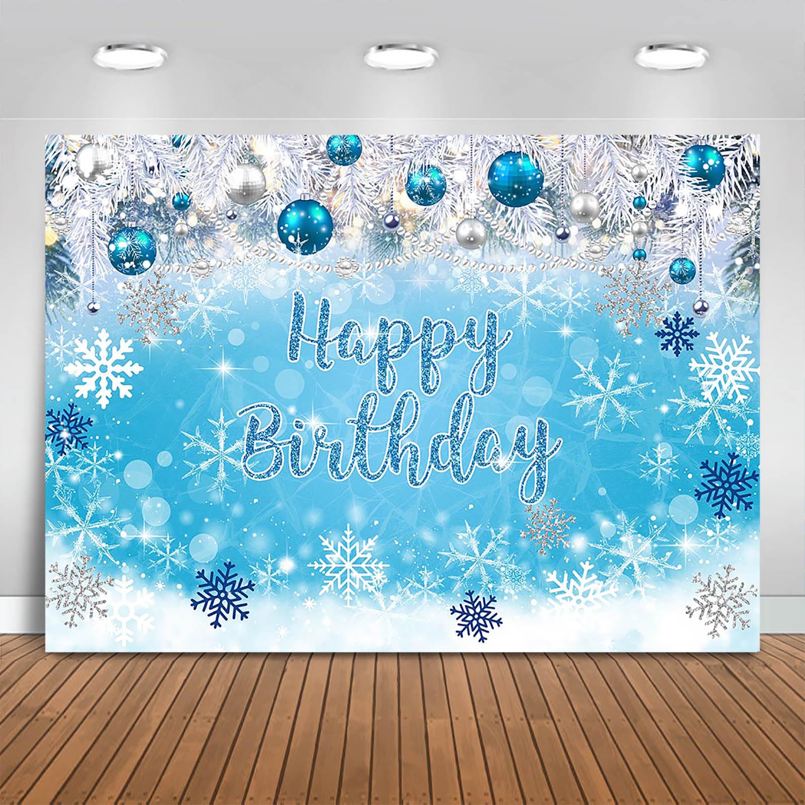 Amazon.com : Fitumiw Winter Happy Birthday Backdrop 7x5ft Winter ...
