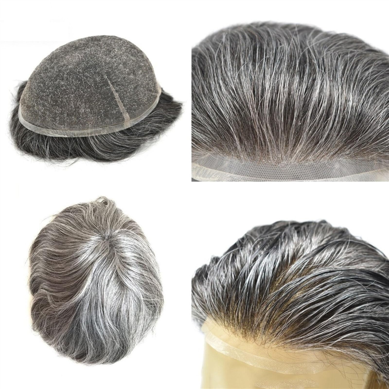 Parrucca Uomo Pelle Sintetica PU Parrucchino Uomo Capelli Lisci Uomo ...