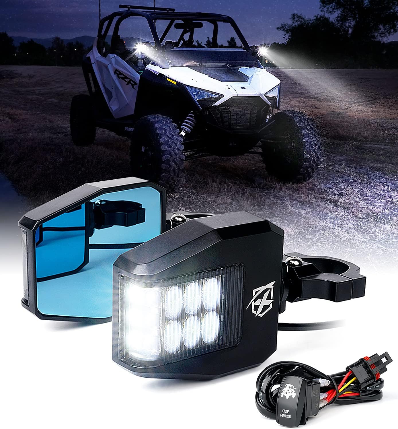 Amazon.com: Xprite Aluminum UTV Side Rear View Mirrors Fit All 1.6-2 ...