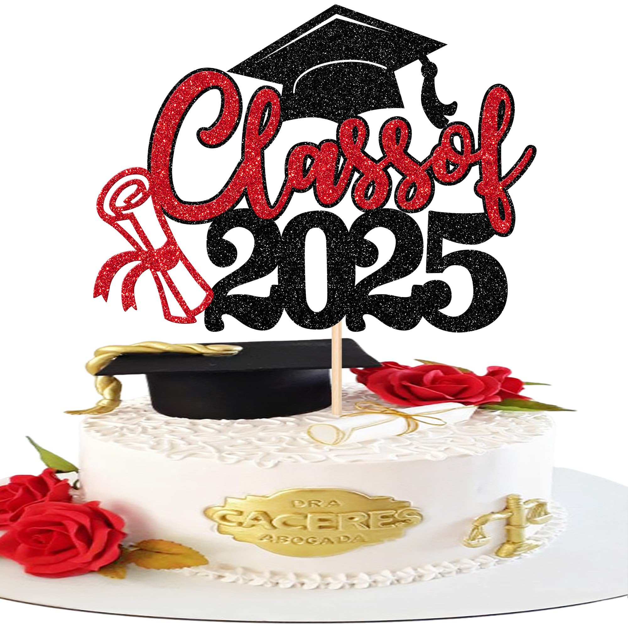 Snapklik.com : 1 PCS Class Of 2025 Cake Topper Black Glitter Congrats ...