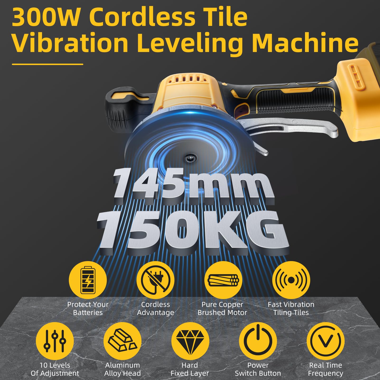 Tile Leveling System 21V Cordless Tile Vibration Tool - 110lb Suction ...