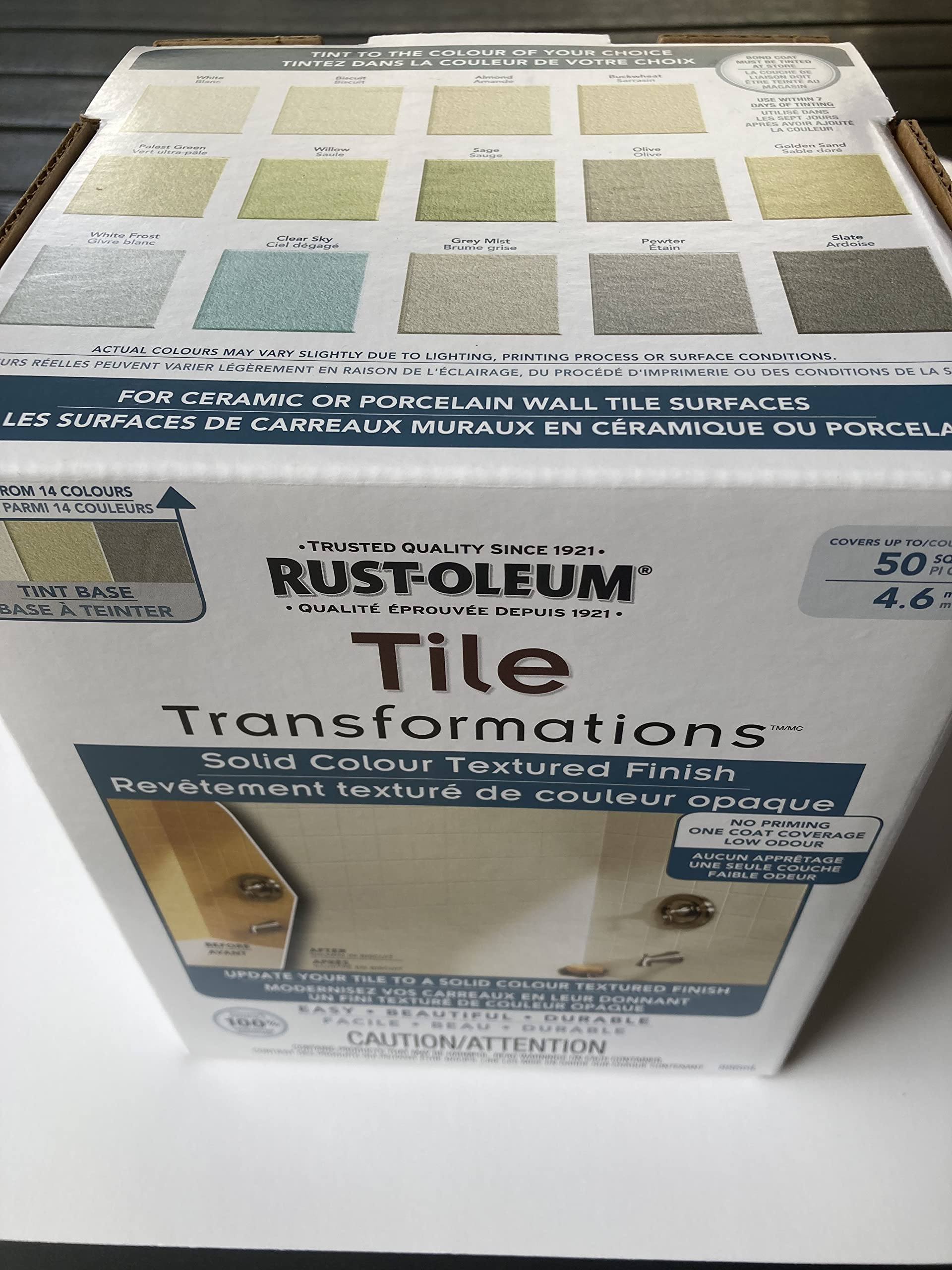 Rust Oleum Tile Transformations Spray Painting Our Bathroom Tiles With