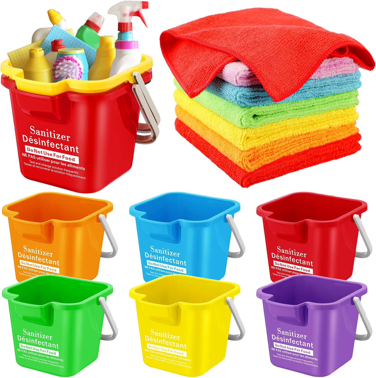 Amazon.com: Yaomiao 4 Pcs Cleaning Bucket 3 Quart Small Sanitizing ...