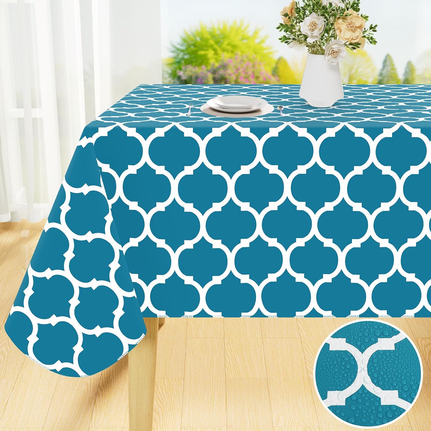 Smiry Square Table Cloth, Waterproof Vinyl Tablecloths with Flannel ...