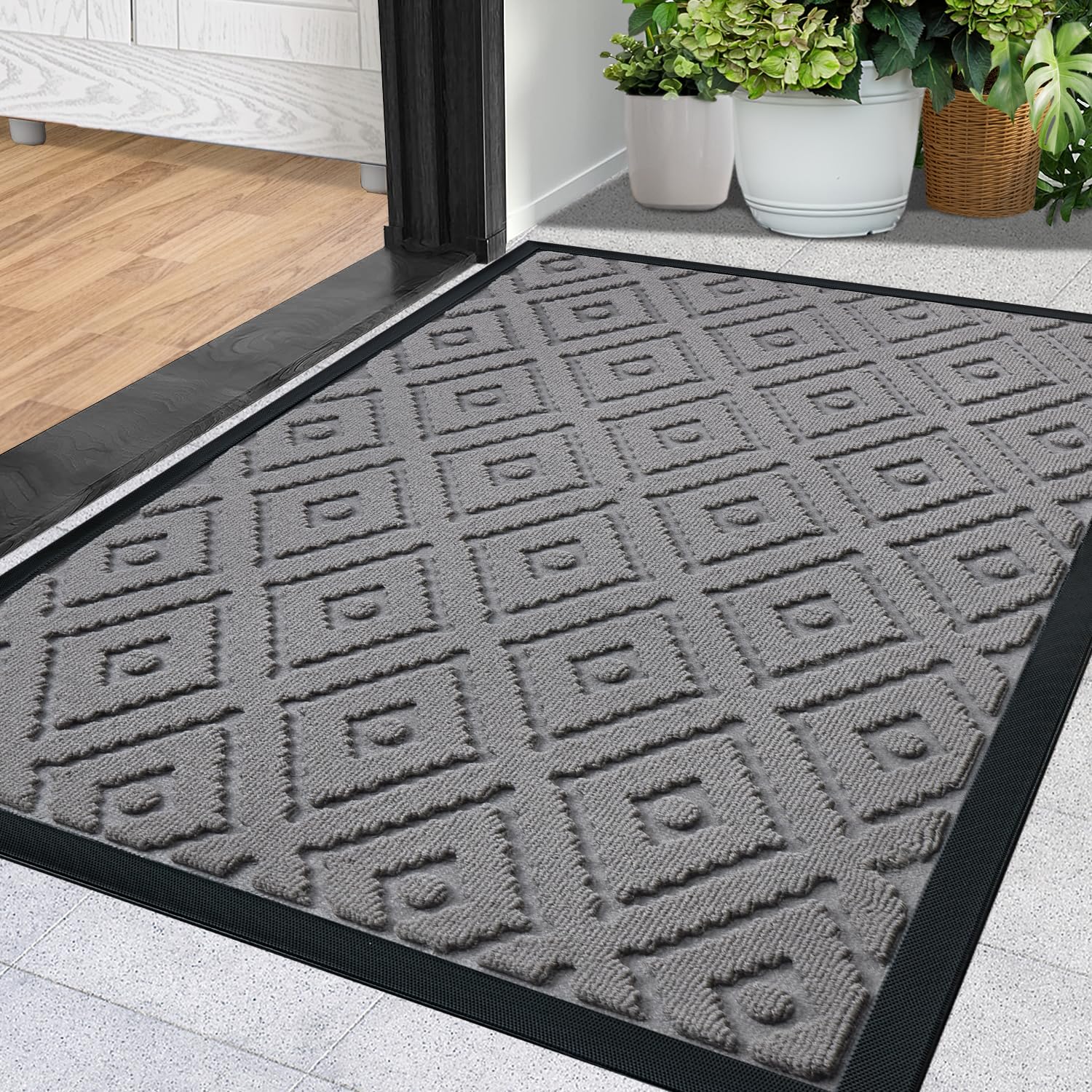 REFETONE Front Door Mat, Door Mats Outdoor Entrance Non-Slip Rubber ...