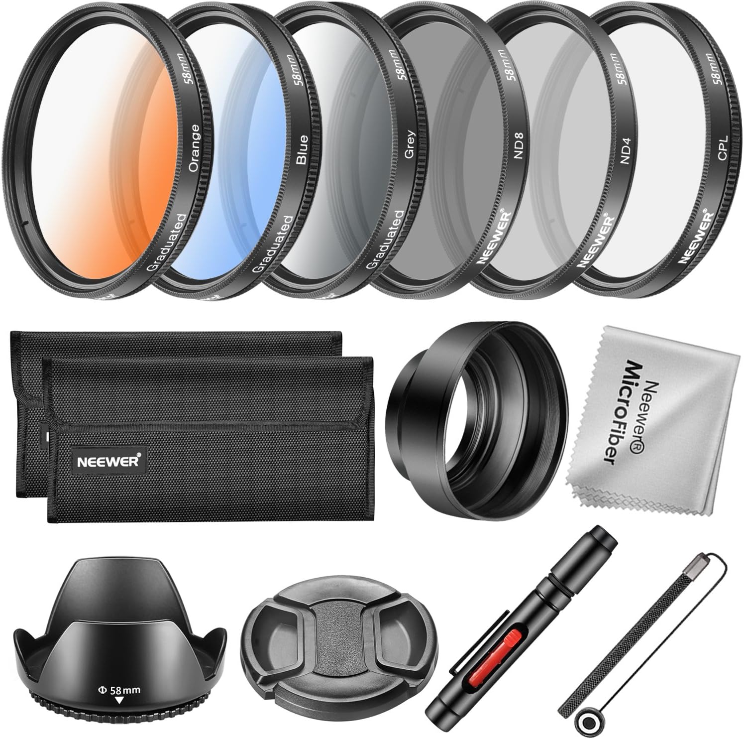 Amazon.com : Neewer 58MM Lens Filter and Accessory Kit: CPL ND4 ND8 ...