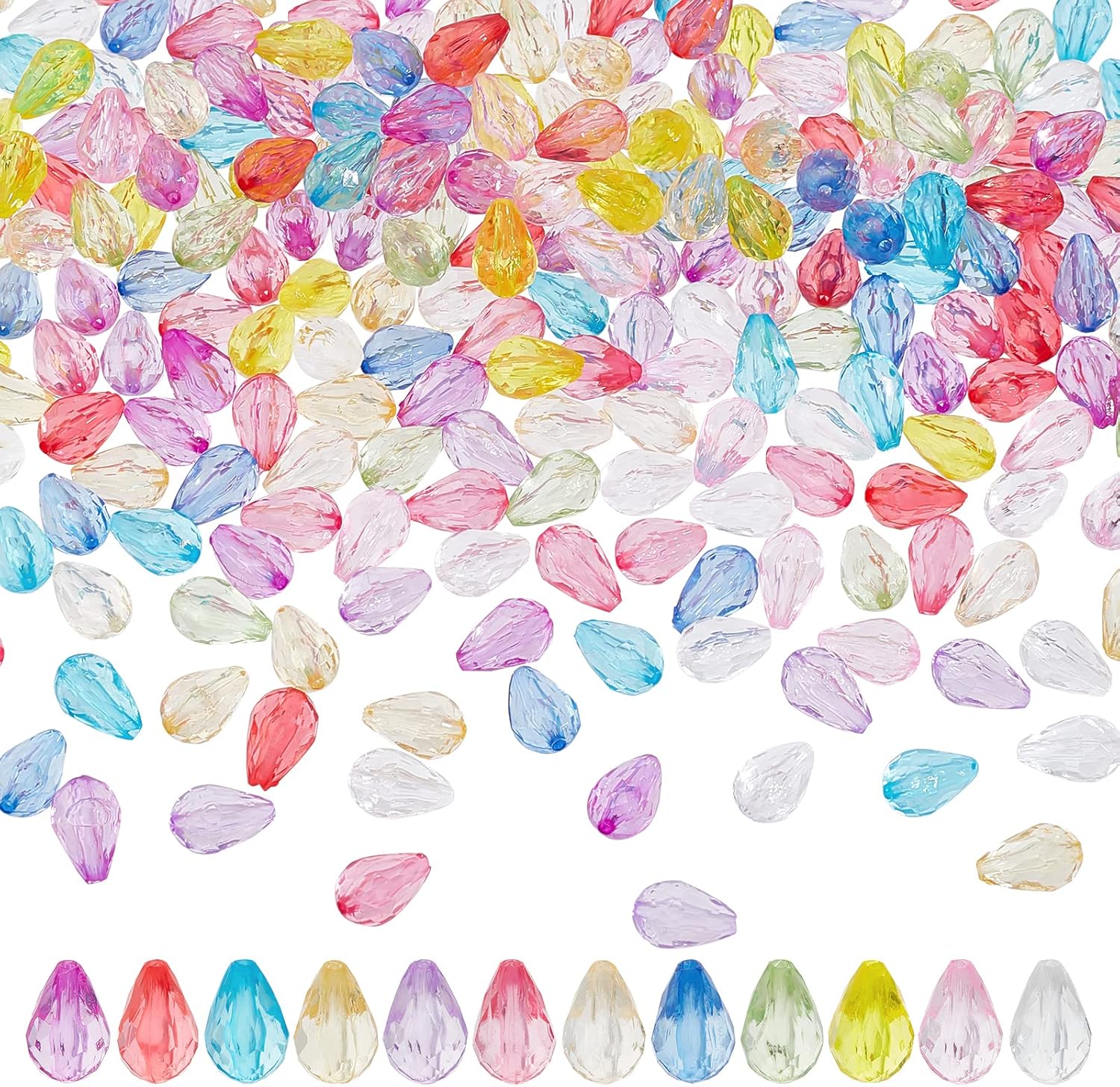 Amazon.com: AHANDMAKER 240 Pcs Teardrop Faceted Acrylic Beads, 12 ...