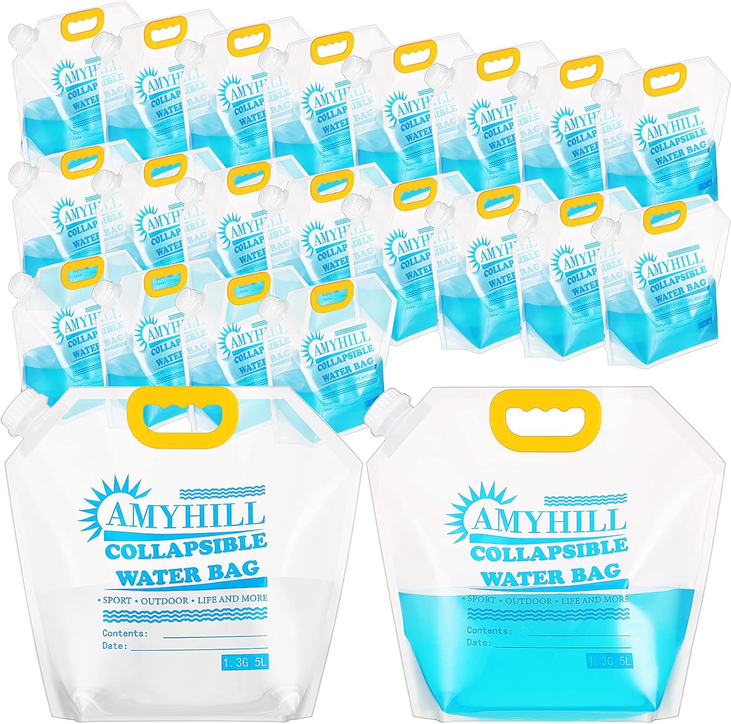 Amazon.com: Amyhill 24 Pcs Collapsible Water Container Bag Bulk, 1.3 ...