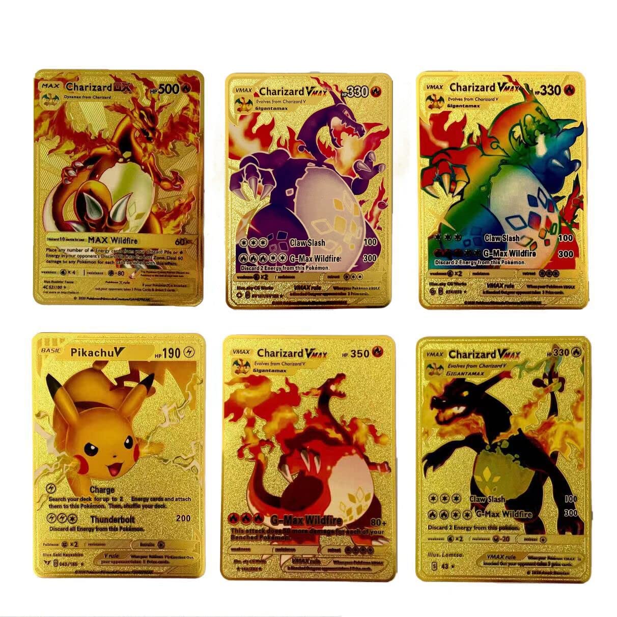 Buy 6pcs Charizard Vmax Gold Cards, Cute Pet Gold Cards, Collector's ...